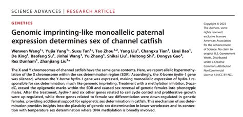 Sci Adv︱美国雪城大学刘占江团队揭秘斑点叉尾鮰的性别决定机制 知乎