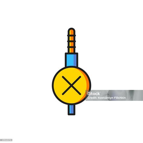 색상 오디오 잭 아이콘이 흰색 배경에 분리되어 있지 않습니다 연결 음향 장비용 오디오 케이블 플러그 와이어 악기 그림자가 있는 평면으로 채워진 윤곽선 스타일입니다 벡터 가득