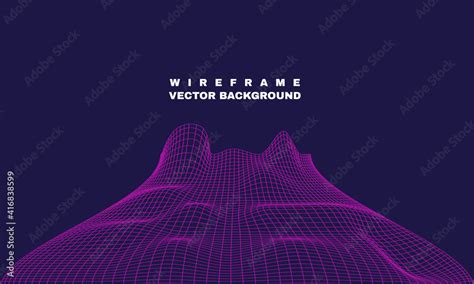 Stock Illustration Abstract Wireframe Background Grid Technology Landscape Digital Terrain
