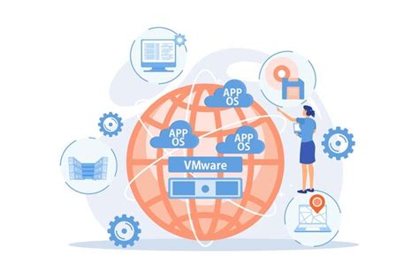 Premium Vector Virtual Machines Operating System And Data Storage