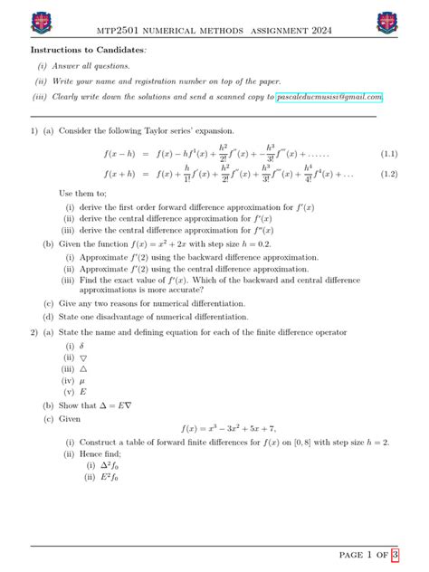 Assignment Numerical Methods Pdf