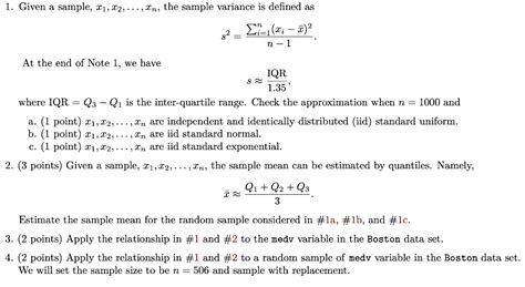 Solved 1 Given A Sample X1x2xn The Sample Variance Is