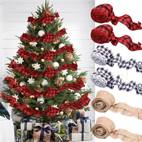 ริบบิ้นผ้ากระสอบ ลายสก๊อต เกล็ดหิมะ ริบบิ้นตกแต่งต้นคริสต์มาส Diy Shopee Thailand
