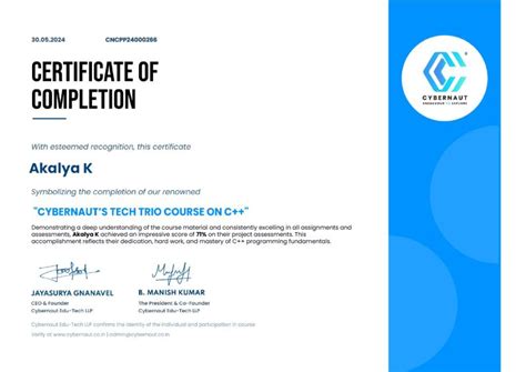 akalya k on linkedin cplusplus internship certification cybernaut