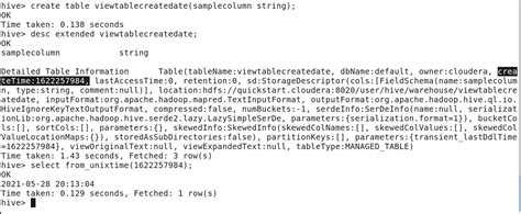 Apache Hive Table Create Date Big Data SQL