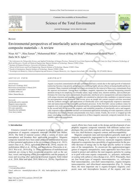 Pdf Environmental Perspectives Of Interfacially Active And Magnetically Recoverable Composite