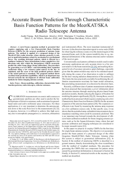 Pdf Accurate Beam Prediction Through Characteristic Basis Function Patterns For The Meerkat