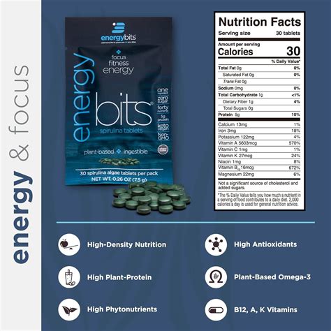 Energybits Pure Spirulina Algae Tablets Superfood Tablets Pure Blue Green Algae High Protein