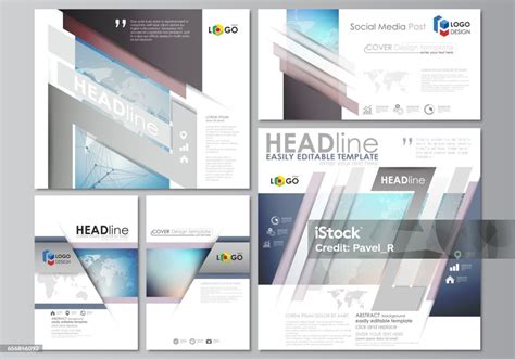 인기있는 형식으로 현대 소셜 미디어 게시물 디자인 템플릿의 편집 가능한 레이아웃의 최소한의 추상 벡터 그림 다각형 기하학적 선형 텍스처입니다 글로벌 네트워크 발굴 데이터