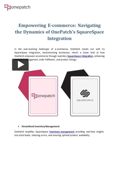 Empowering E Commerce Navigating The Dynamics Of Onepatchs Squarespace Integration