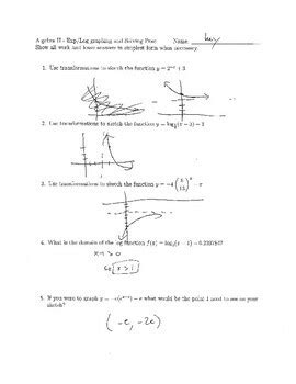 Algebra Exponential And Logarithmic Function Graphing HW And Solutions