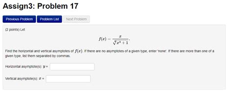 Solved Assign3 Problem 17 Previous Problem Problem List