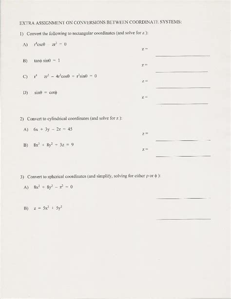 Solved Cylindrical And Spherical Coordinates Conversions