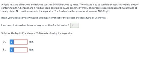 Solved A Liquid Mixture Of Benzene And Toluene Contains