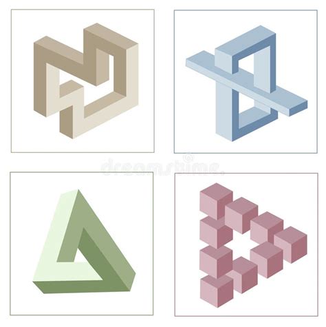 Different Optical Illusions Of Impossible Objects Stock Vector Illustration Of Mathematical
