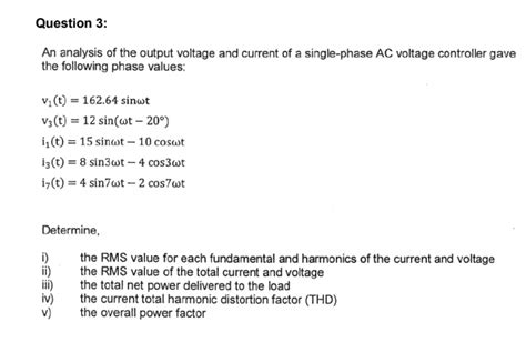 Solved Question 3 An Analysis Of The Output Voltage And Chegg Com