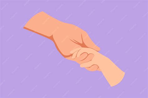 Personaje De Dibujo Plano Padre Dando La Mano A Su Hijo Bebés Adorables