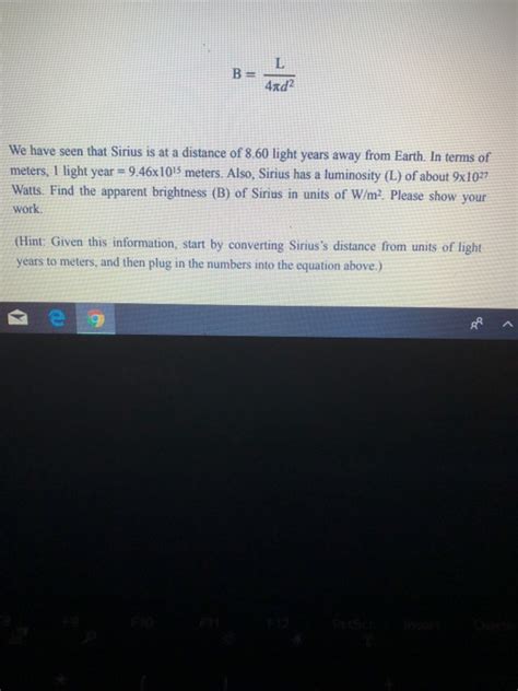 Solved 4nd2 We Have Seen That Sirius Is At A Distance Of