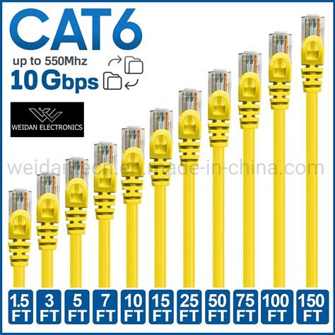 Network CAT6 CAT6A Patch Cord Cable Yellow Color China Patch Cord And CAT6 Patch Cord