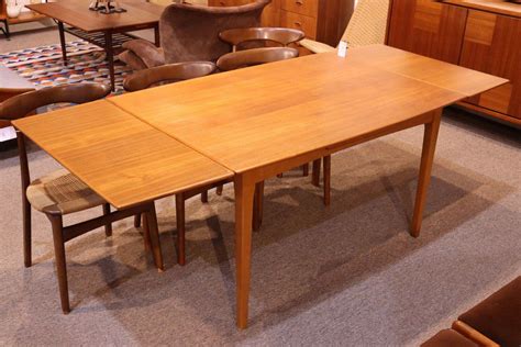 Teak Dining Table With Extension Leaves And Tapered Legs Australian