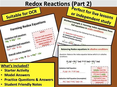 Ocr Redox Reactions A Level Chemistry Teaching Resources