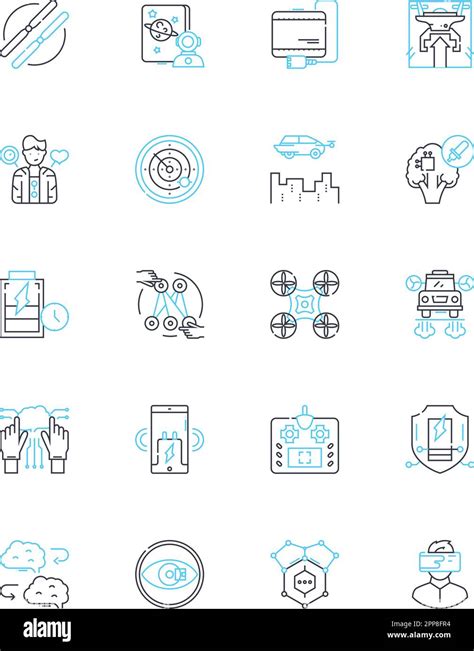 Virtual Transport Linear Icons Set Teleportation Comms Holoportation