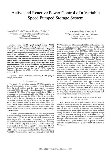 Pdf Active And Reactive Power Control Of A Variable Speed Pumped