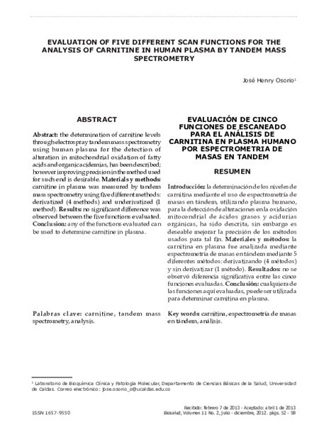 Pdf Evaluating Five Methods For Plasma Carnitine