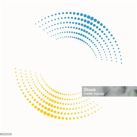 우크라이나 파란색과 노란색 색상 현대 추상적 배경 하프톤 도트원 형태의 원 라운드 로고 0명에 대한 스톡 벡터 아트 및 기타 이미지 Istock