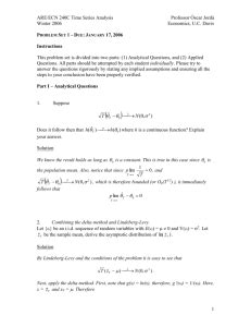 Time Series Analysis Problem Set Cointegration VAR