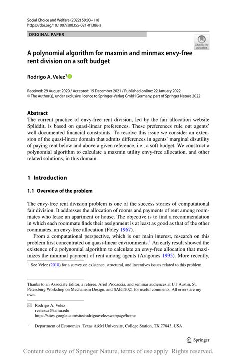 A Polynomial Algorithm For Maxmin And Minmax Envy Free Rent Division On