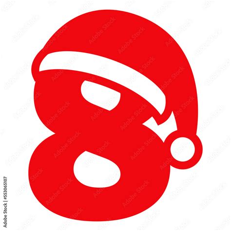 Logo Aislado Con Cifra Número 8 Con Silueta De Gorro Papá Noel Para Su