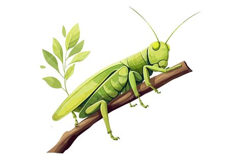 Premium Vector Cute Green Grasshopper Sleeping On Tree Branch Funny