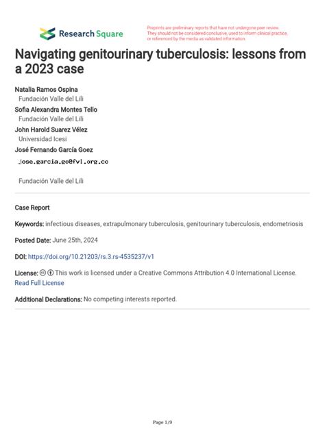 Navigating Genitourinary Tuberculosis Lessons From Pdf Tuberculosis