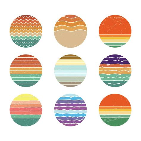 Retro Sun Set Badge Vintage Colorful Striped For Badge Design T Shirt