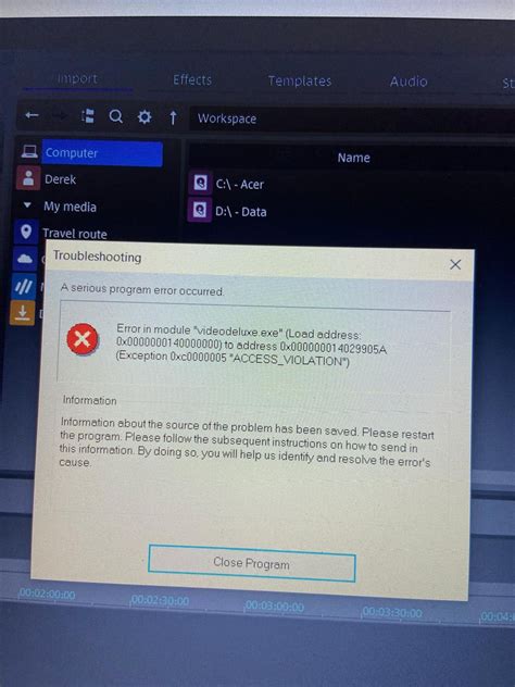 error message