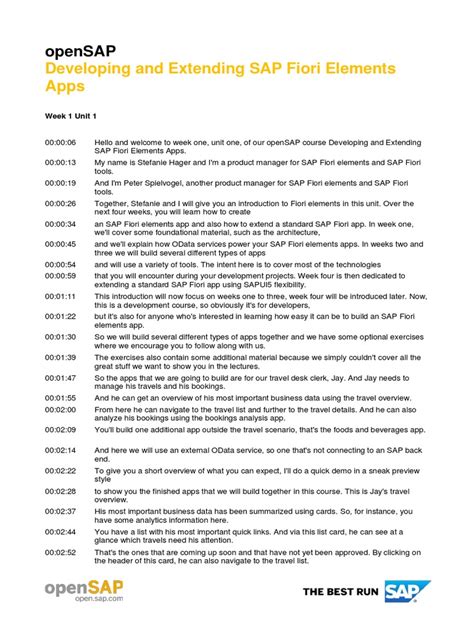 Developing And Extending Sap Fiori Elements Apps Opensap Pdf Web