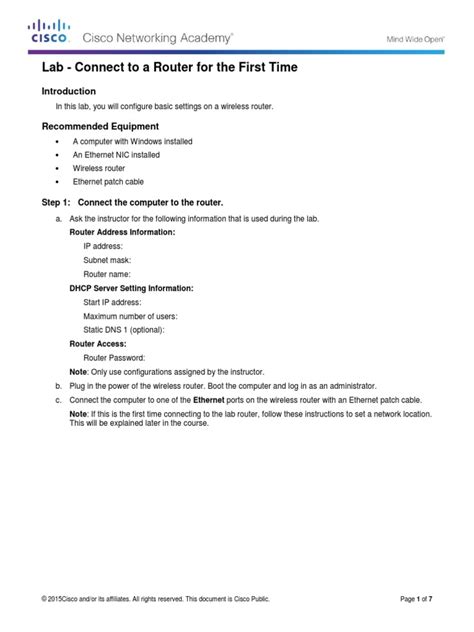 81210 Lab Connect To A Router For The First Time Pdf Ip
