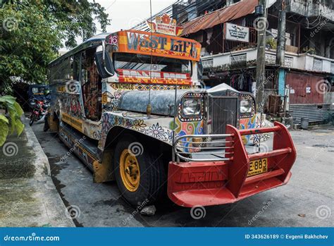 Manila Philippines August 27 2019 Colorful Jeepney Parked On A