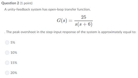 Solved Question 2 1 Point A Unity Feedback System Has Chegg Com