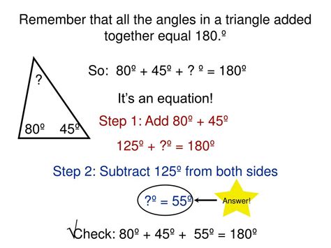 ppt finding the missing angle in a triangle powerpoint presentation