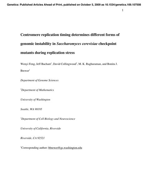 Pdf Centromere Replication Timing Determines Different Forms Of