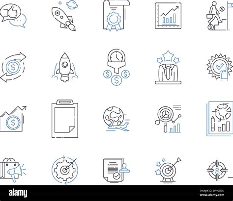 company success outline icons collection profitability profits