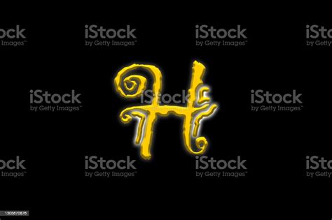 문자 H는 검은 색 배경흰색 외부 광선을 갖는 노란색에 로얄 글꼴입력 0명에 대한 스톡 벡터 아트 및 기타 이미지 0명 금 금속 금색 Istock