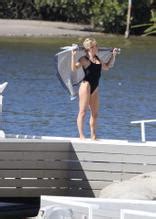 Pip Edwards In A Black Swimsuit For Michael Clarke At Anthony Bell S Noosa House In Australia