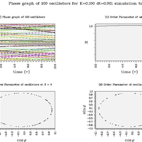 Kuramoto Model In Arbitrary Unit For 100 Oscillators With K 4 Showing Download Scientific