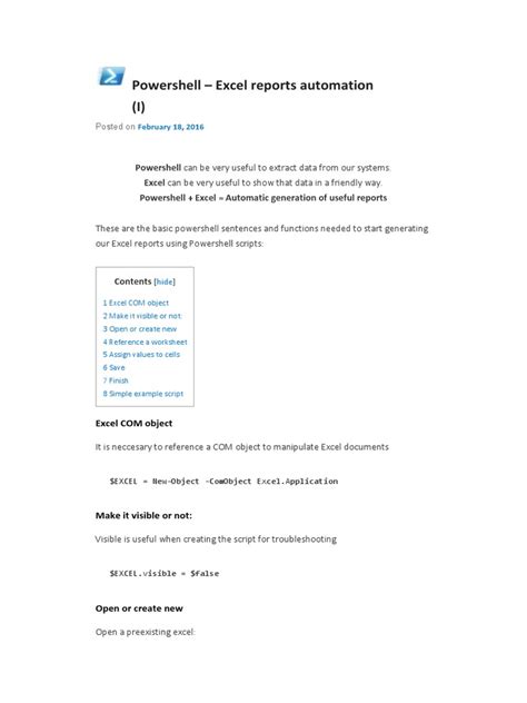 Powershell Excel Reports Automation I Pdf Microsoft Excel