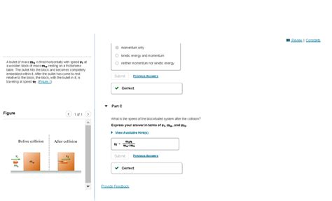 Mastering Physics Ch 08 HW A Bullet Is Fired Into A Wooden Block Pt 1 Of 1 A Bullet Of Mass