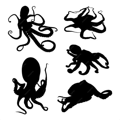 Premium Vector Octopus Silhouette A Set Of Octopus Silhouettes
