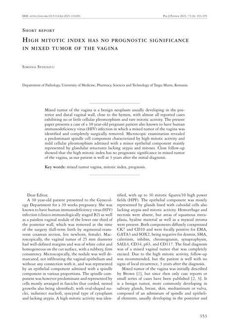 Pdf High Mitotic Index Has No Prognostic Significance In Mixed Tumor